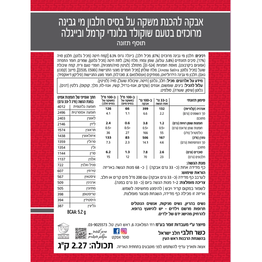 אבקת חלבון בטעם בלונדי קרמל ובייגלה – helbon.co.il